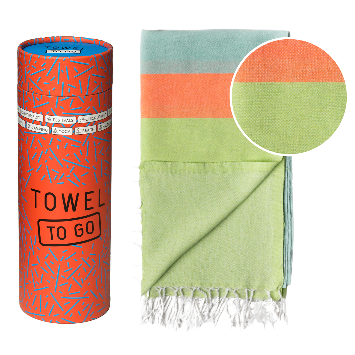 Hammam Towel Mint & Lime Neon – Recycled Cotton – Towel To Go