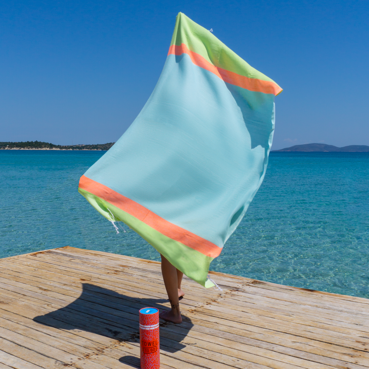 Neon Two-in-One Beach Towel and Bag, Green, Blue, Recycled C... – Towel ...